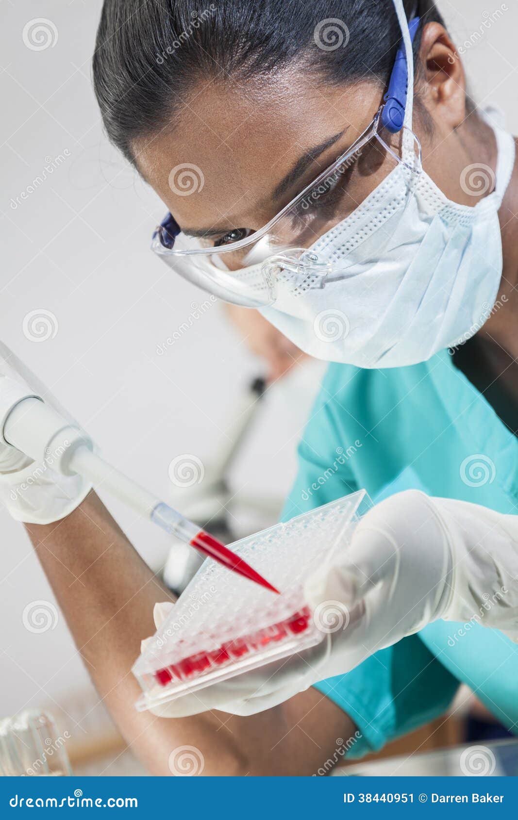 Asian Female Scientist & Blood Sample Laboratory Stock Image - Image of ...