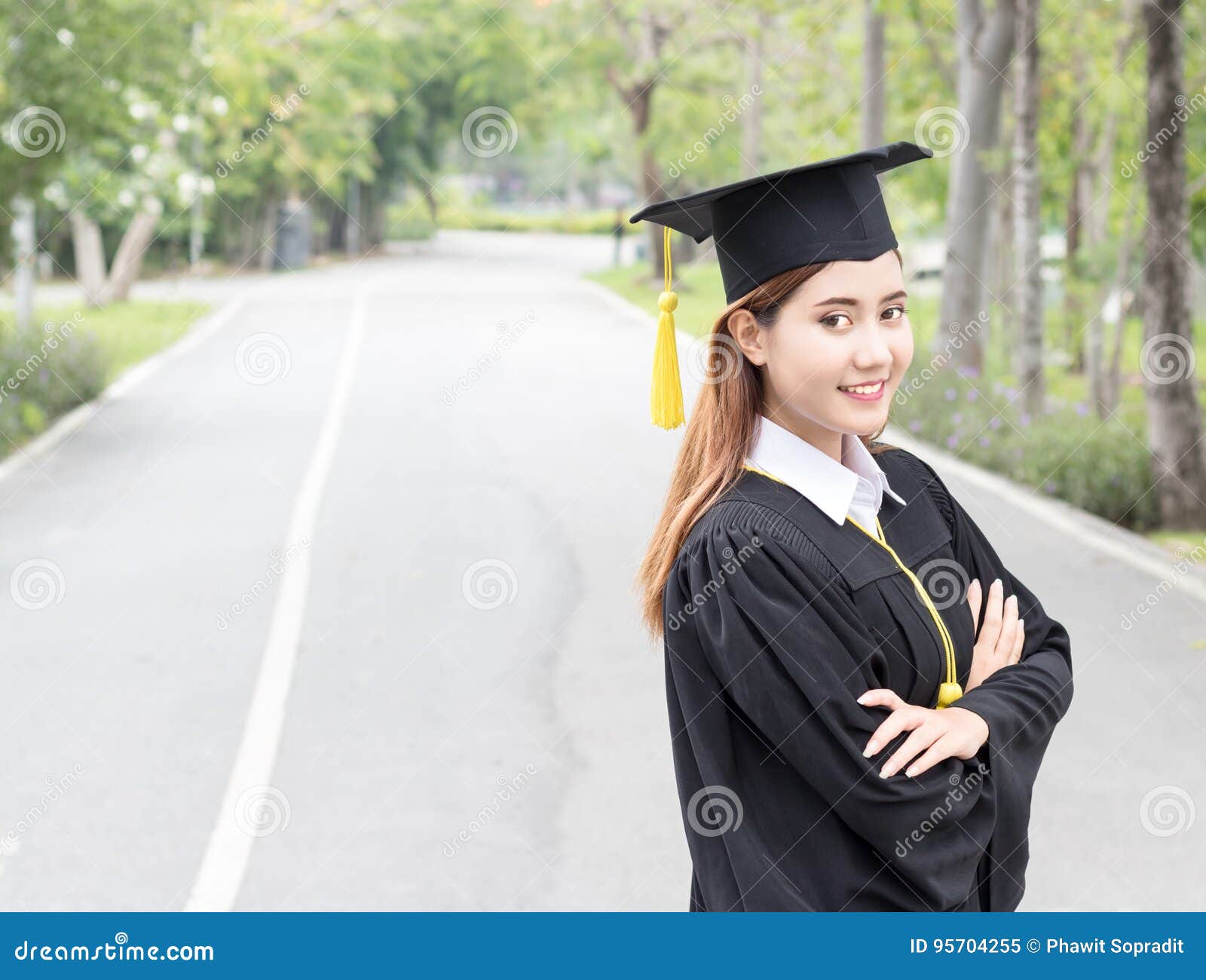 Asian Female Student Graduate Stock Image - Image of academic ...