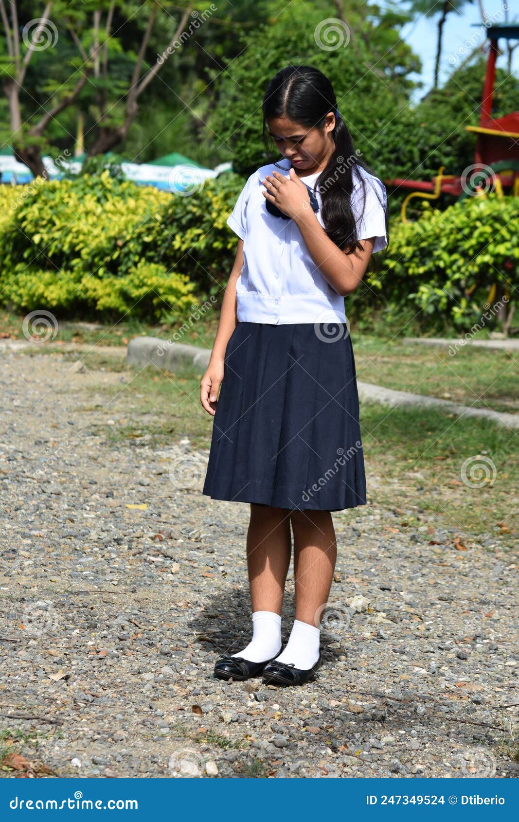 Asian Female Student in School Uniform Stock Photo - Image of varsity ...