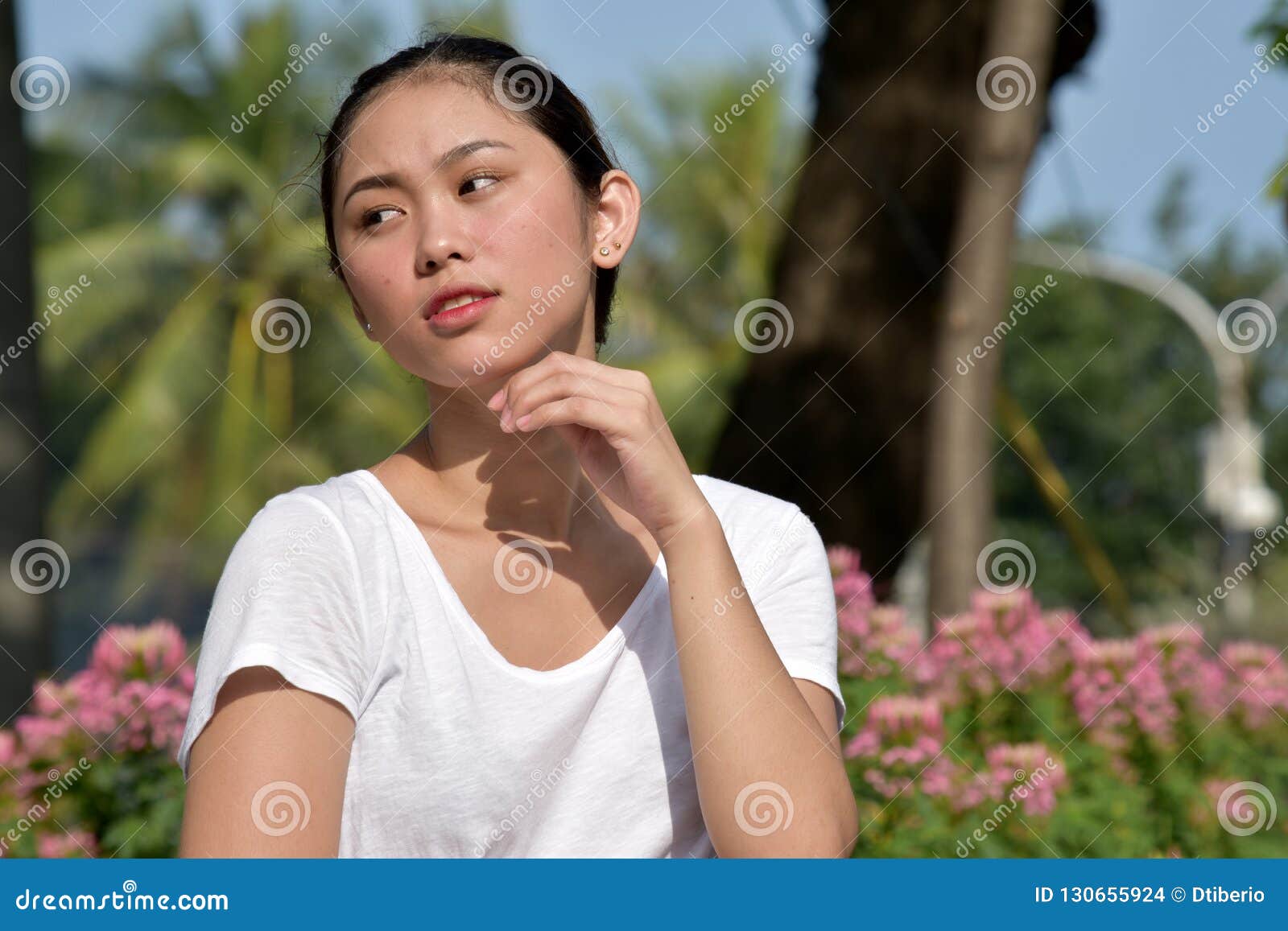 Asian Female Thinking stock photo. Image of thought - 130655924