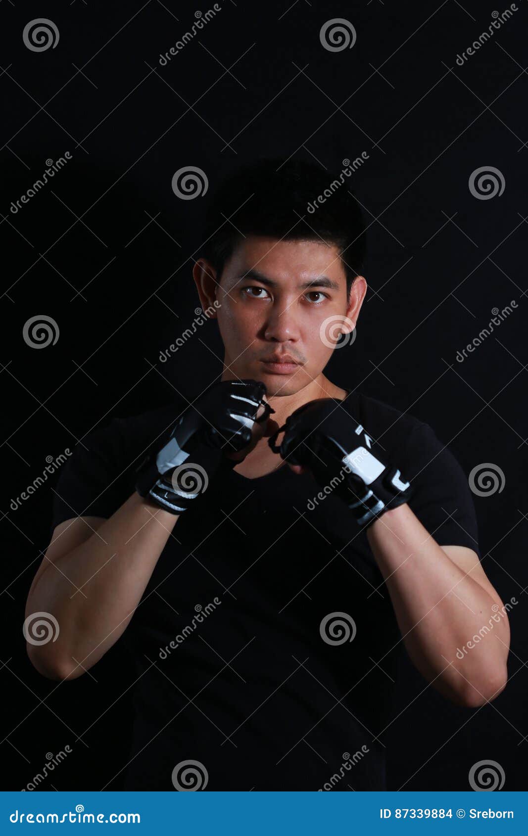 Asian Man, Fighter Practices Martial Arts In Mountains Stock Image ...