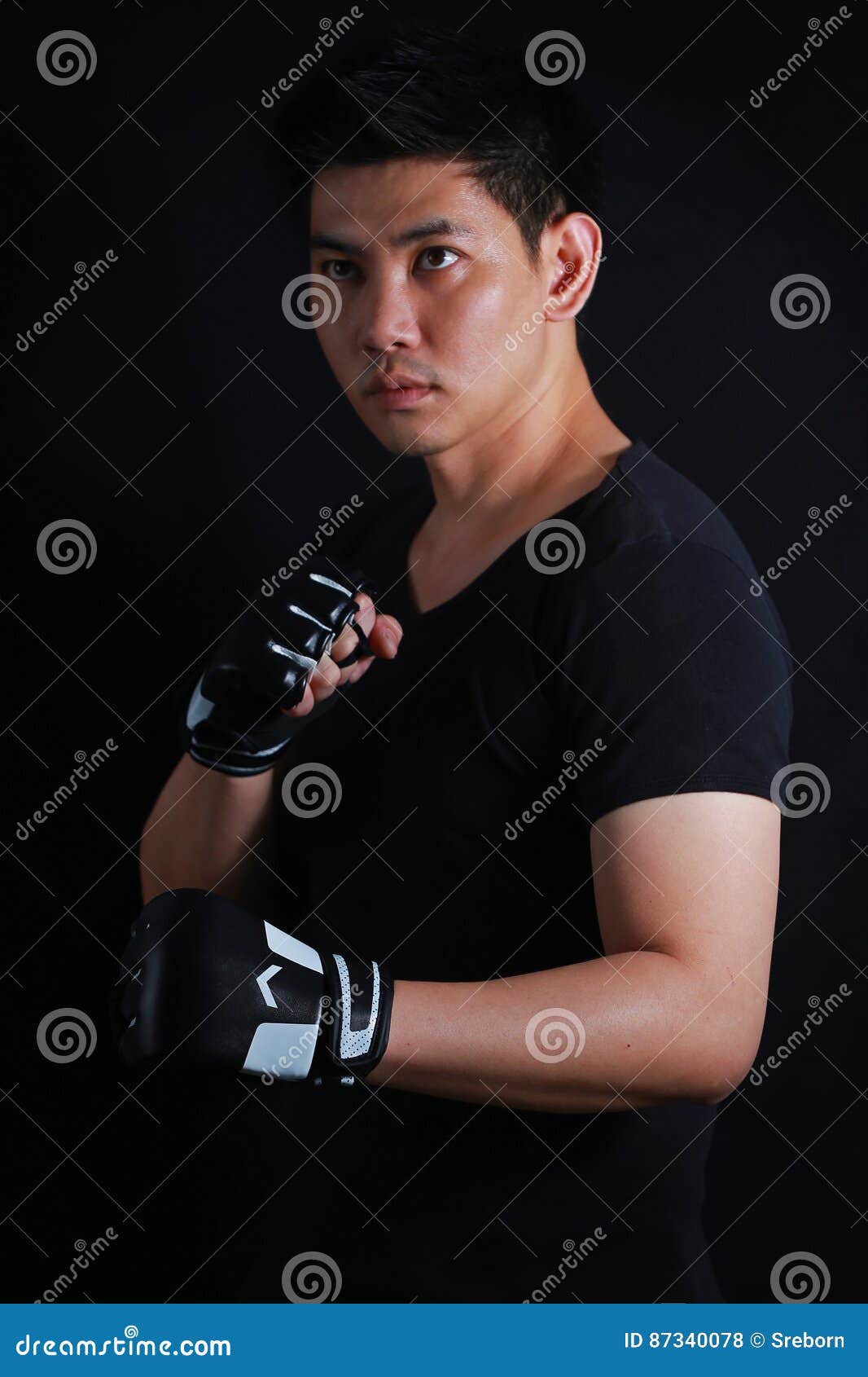 Asian Fighter Boxer Standing Strong Stock Photo - Image of black ...