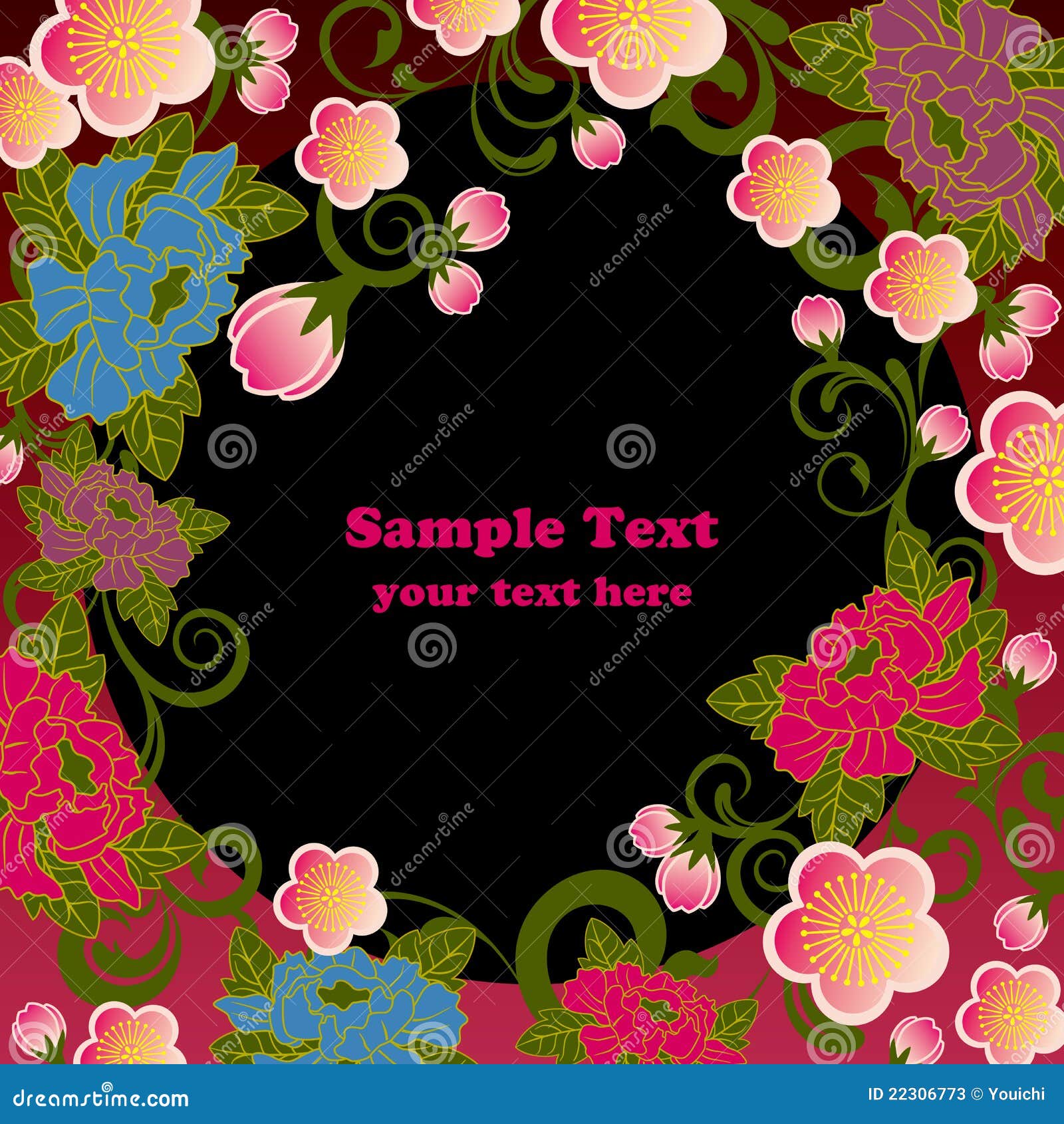 Asian floral frame stock vector. Illustration of asia - 22306773
