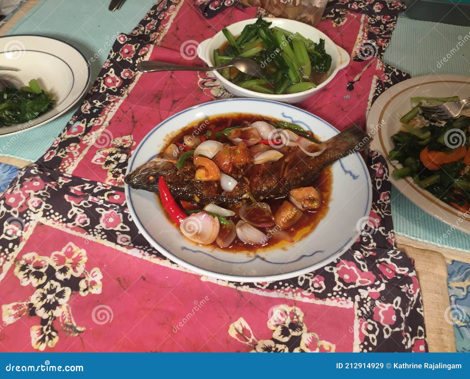 Asian food stock image. Image of vegetables, food, fish - 212914929