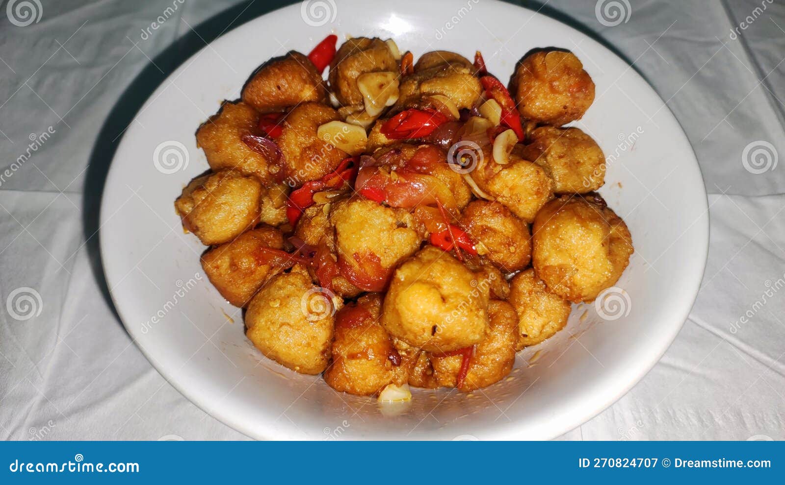 Asian Food Made from Round Tofu Stock Image - Image of curry, food ...