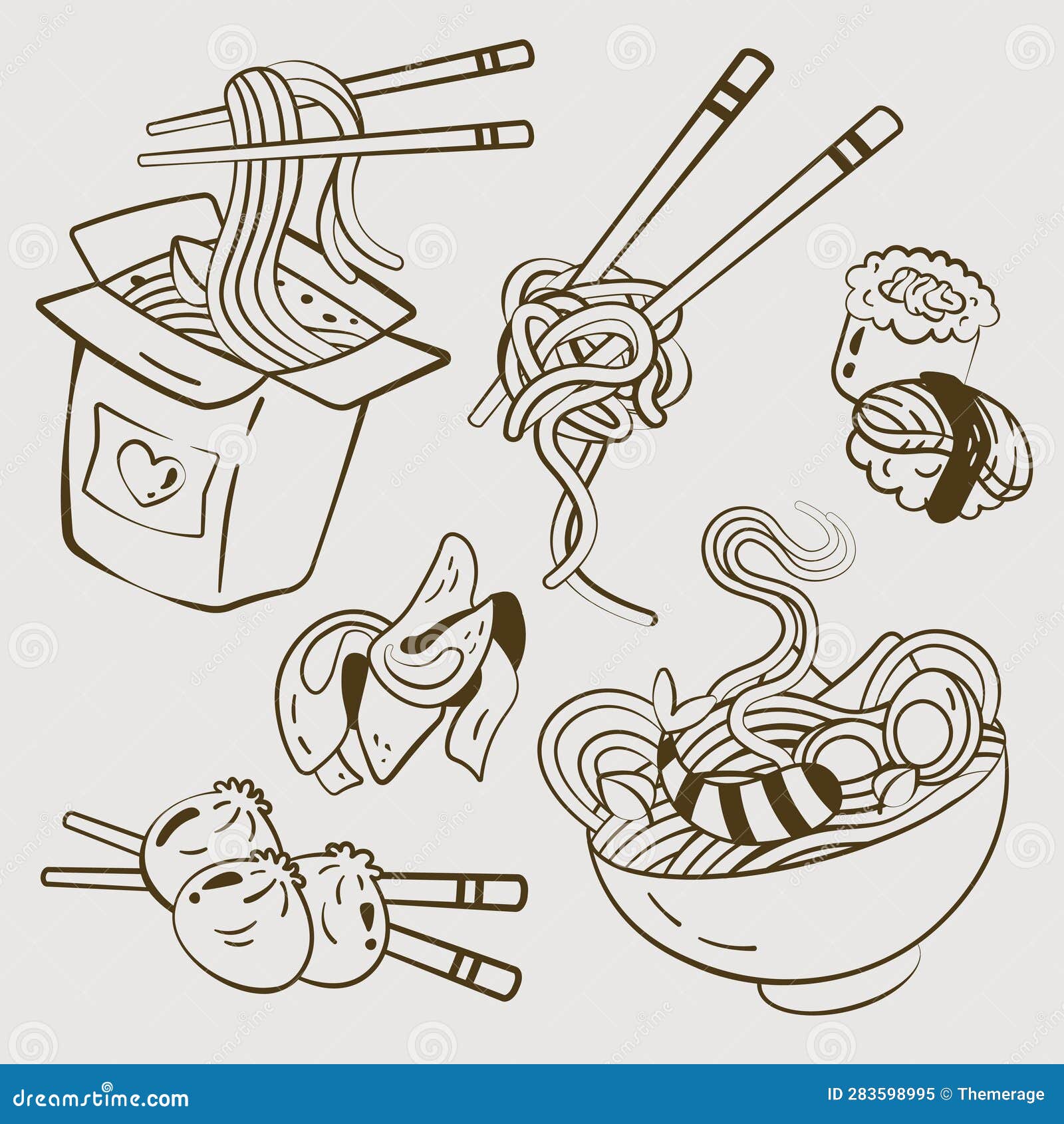 Asian Food Vector Sketch Hand Drawing Stock Vector - Illustration of ...