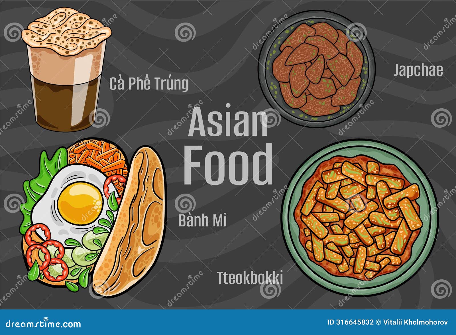 Asian Food Vectors: Hand-drawn & Vector Stock Vector - Illustration of ...