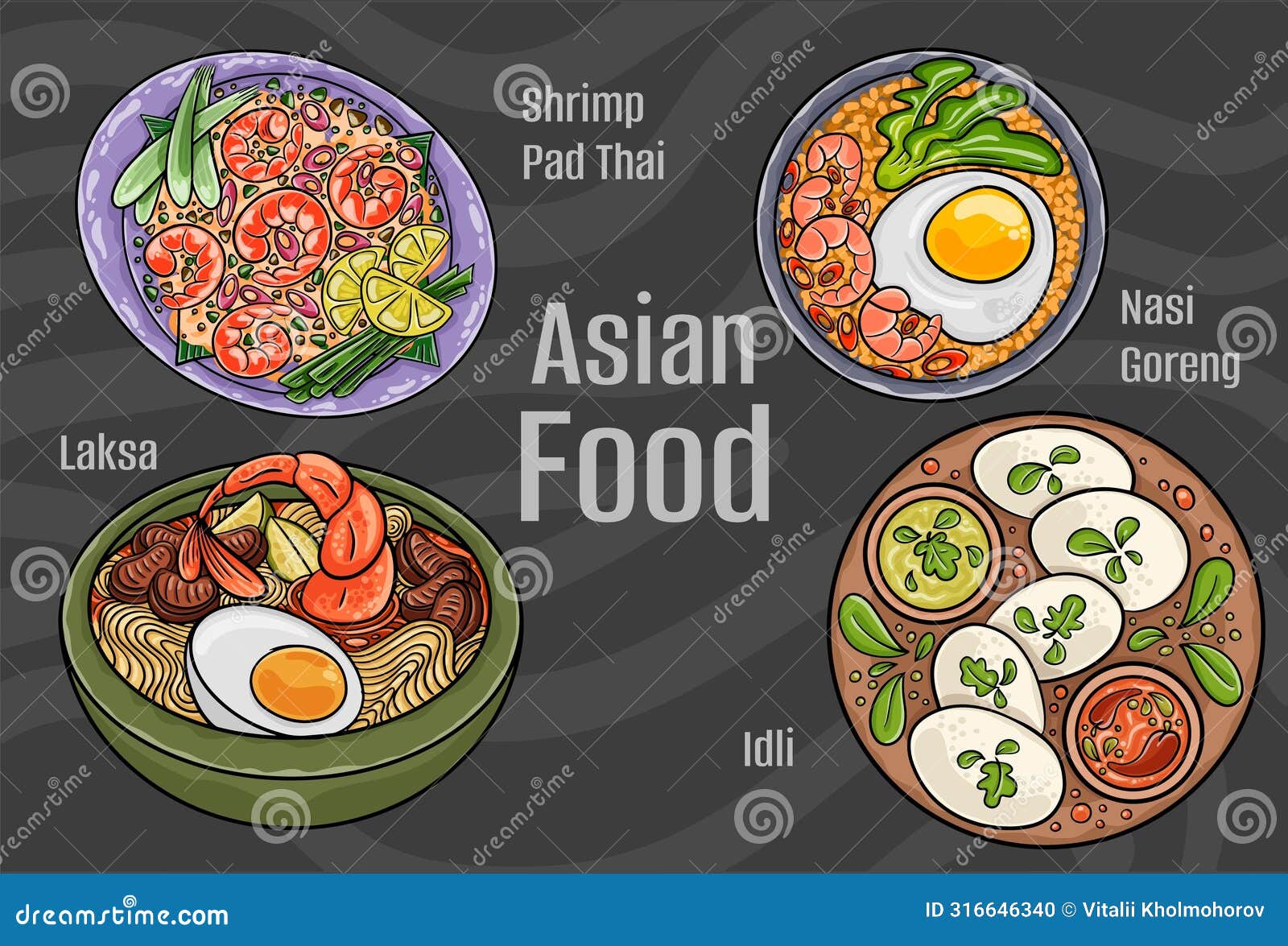 Asian Food Vectors: Hand-drawn & Vector Stock Vector - Illustration of ...