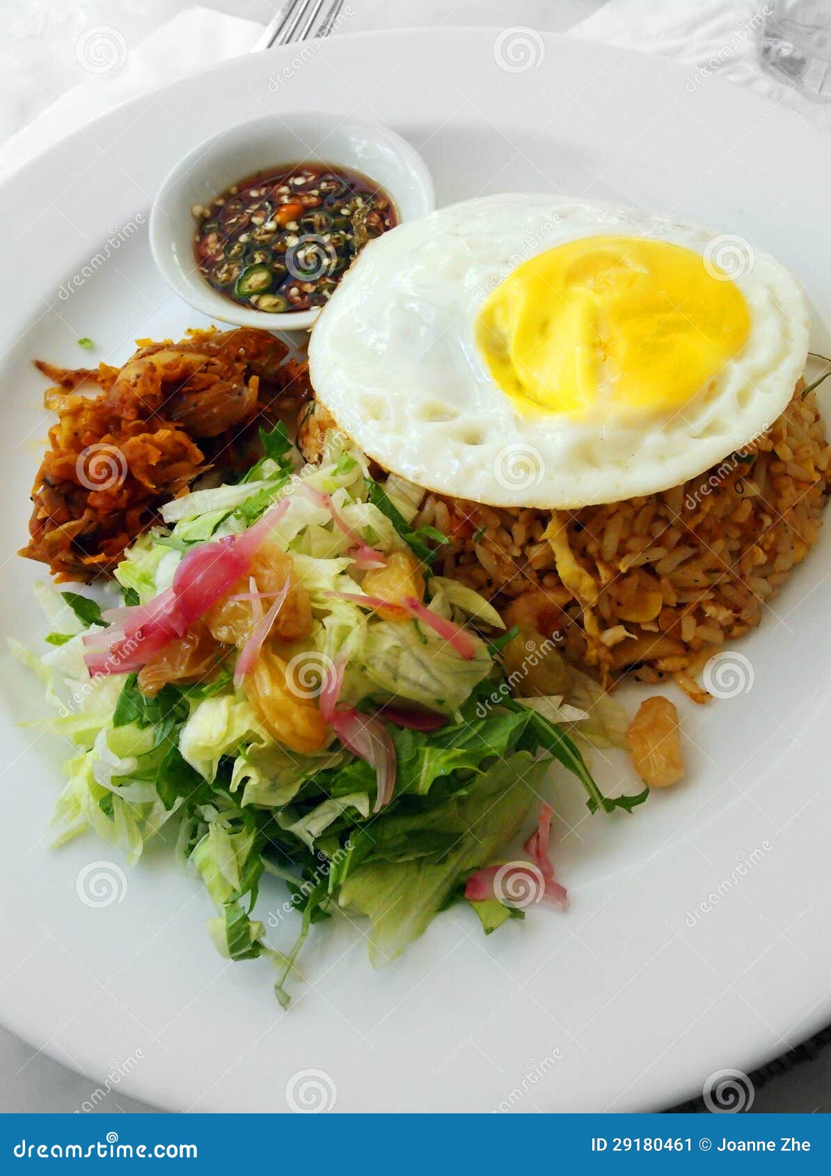Asian Fried Rice & Fresh Salad Stock Image - Image of dish, garnish ...