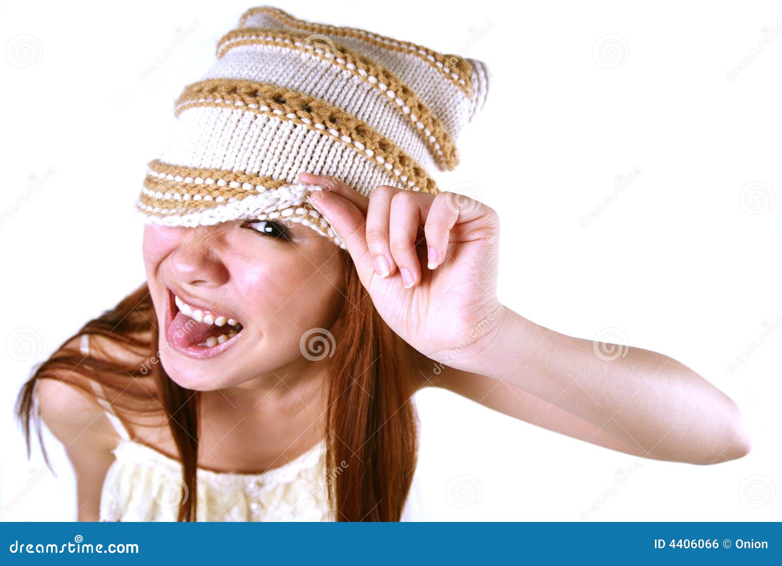 Asian girl with cap stock photo. Image of black, sweet - 4406066