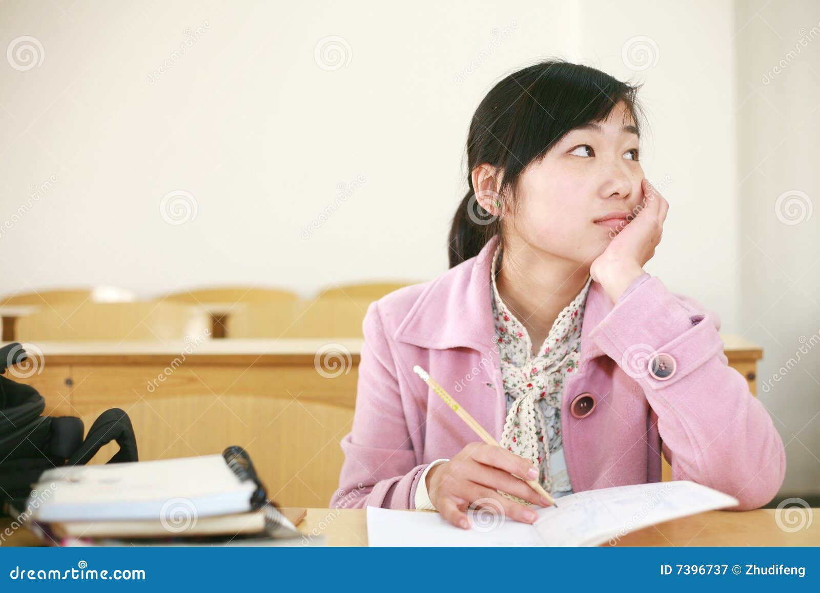 Asian girl in classroom stock image. Image of beautiful - 7396737