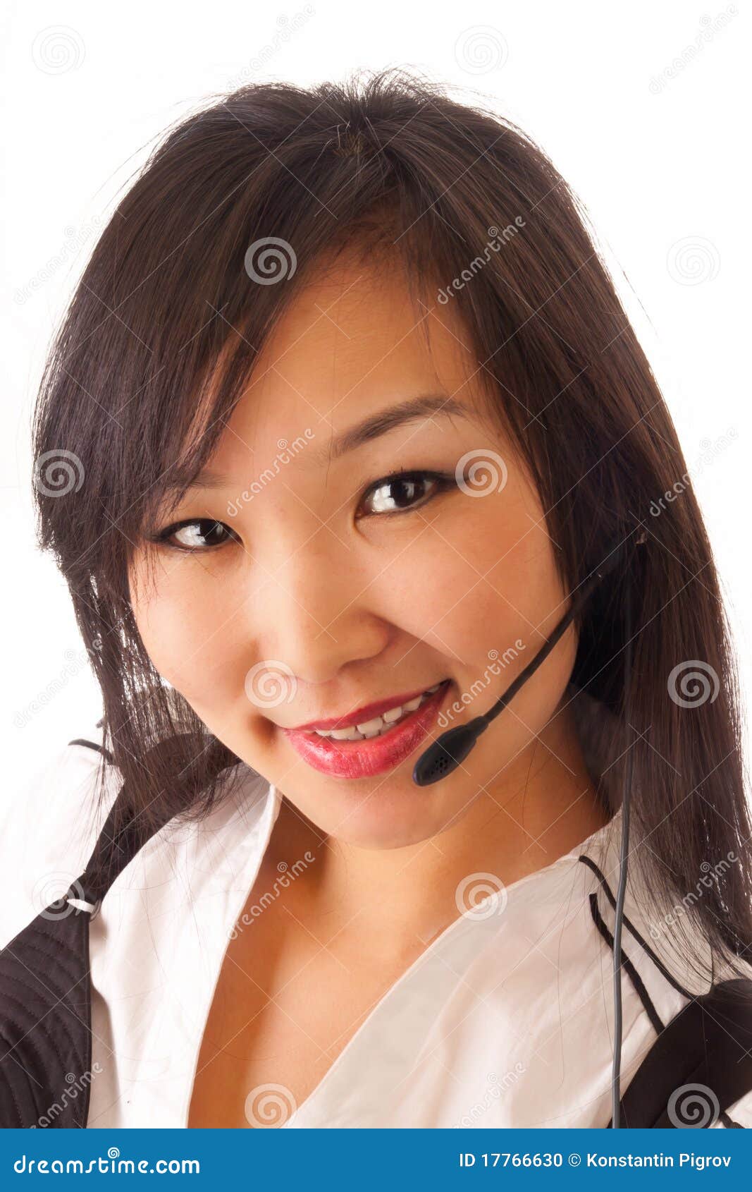 Asian girl with headset stock photo. Image of confidence - 17766630