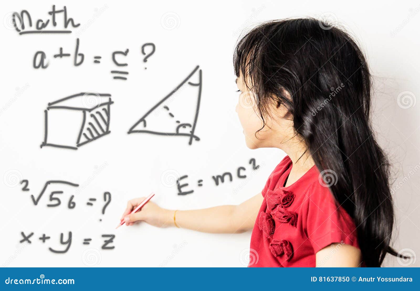 Asian Girl Kid is Confusing with Maths. Stock Photo - Image of mind ...