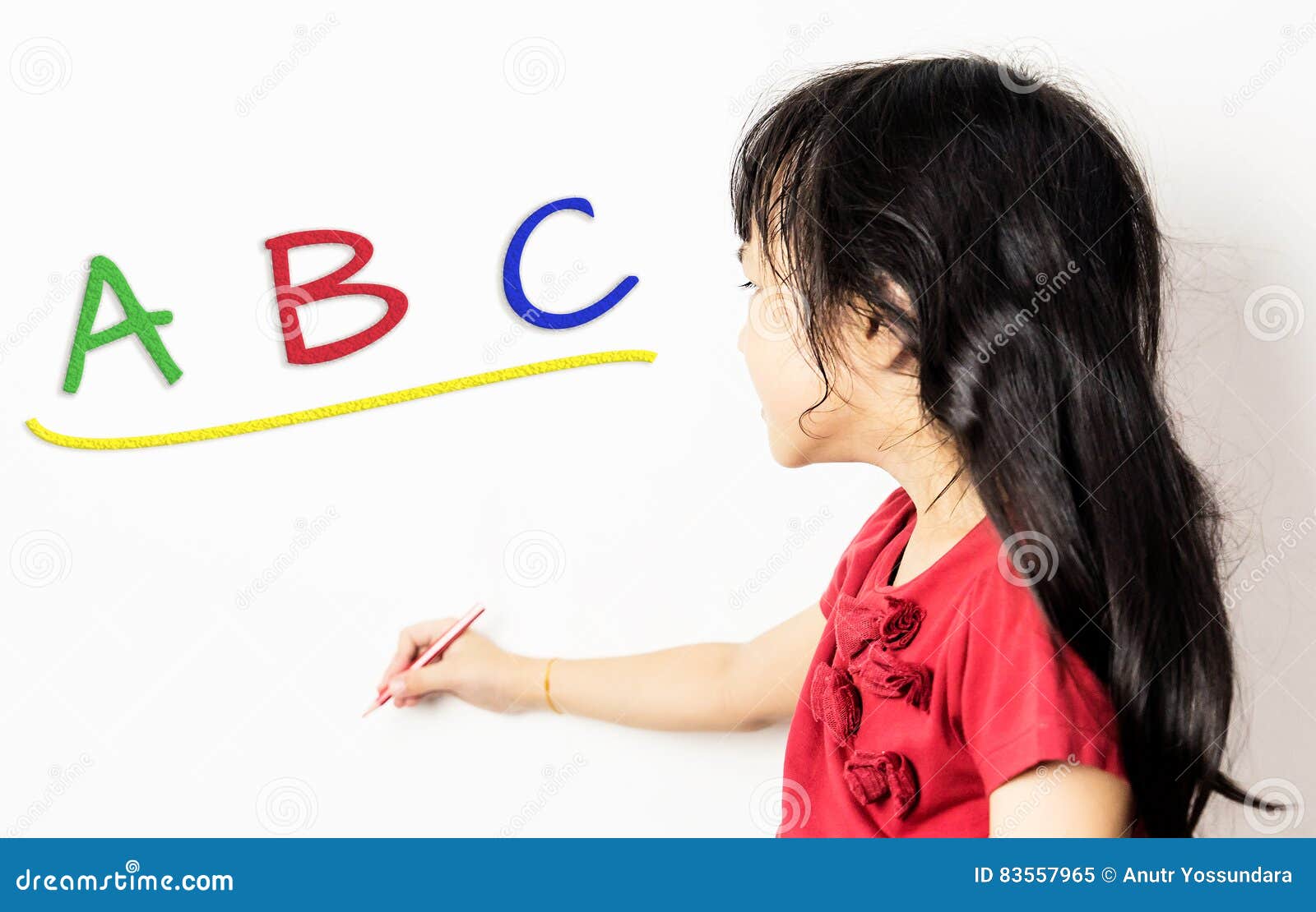 Asian Girl is Learning English ABC Stock Image - Image of student, word ...