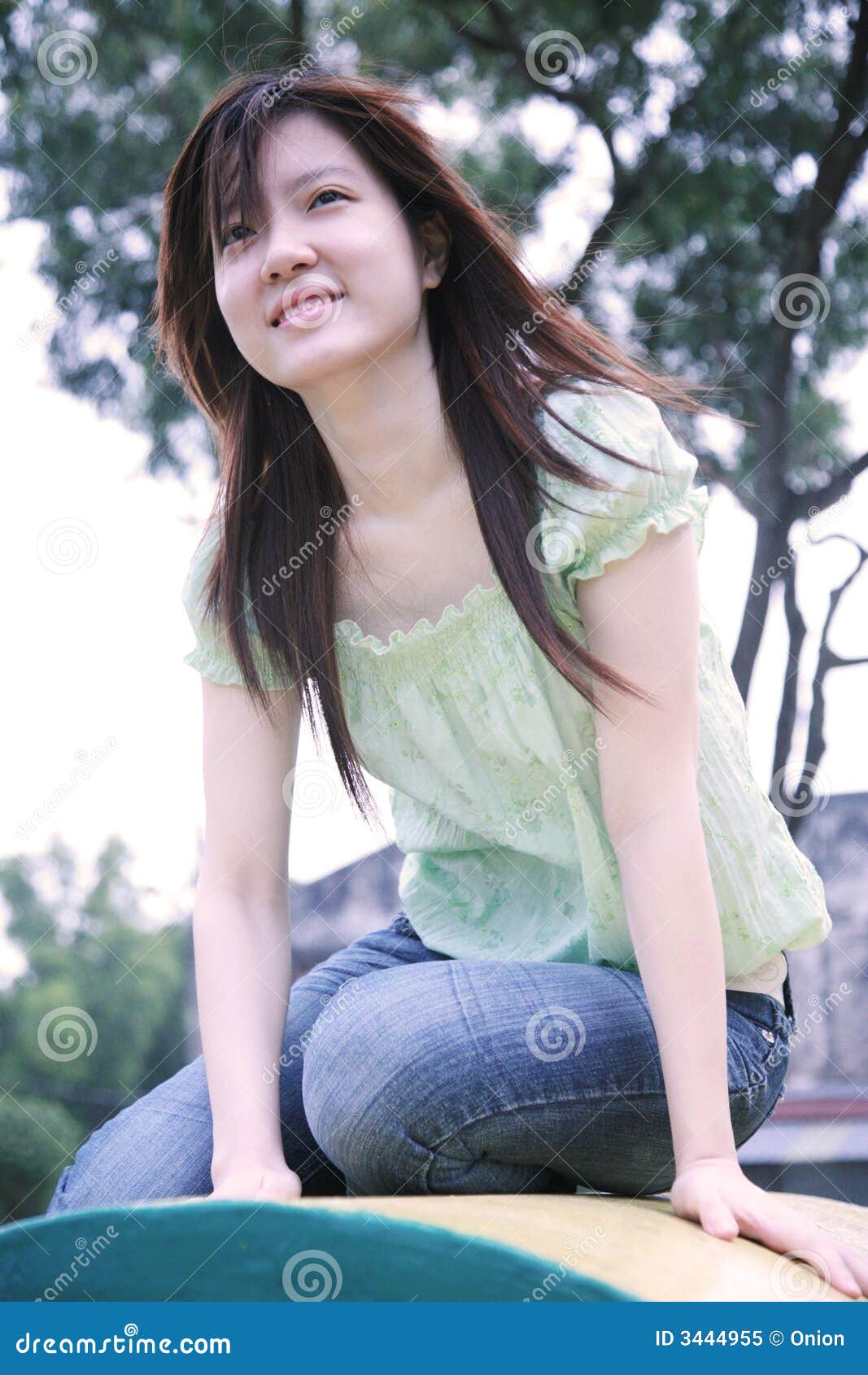 Asian girl looking away stock image. Image of hair, friendly - 3444955