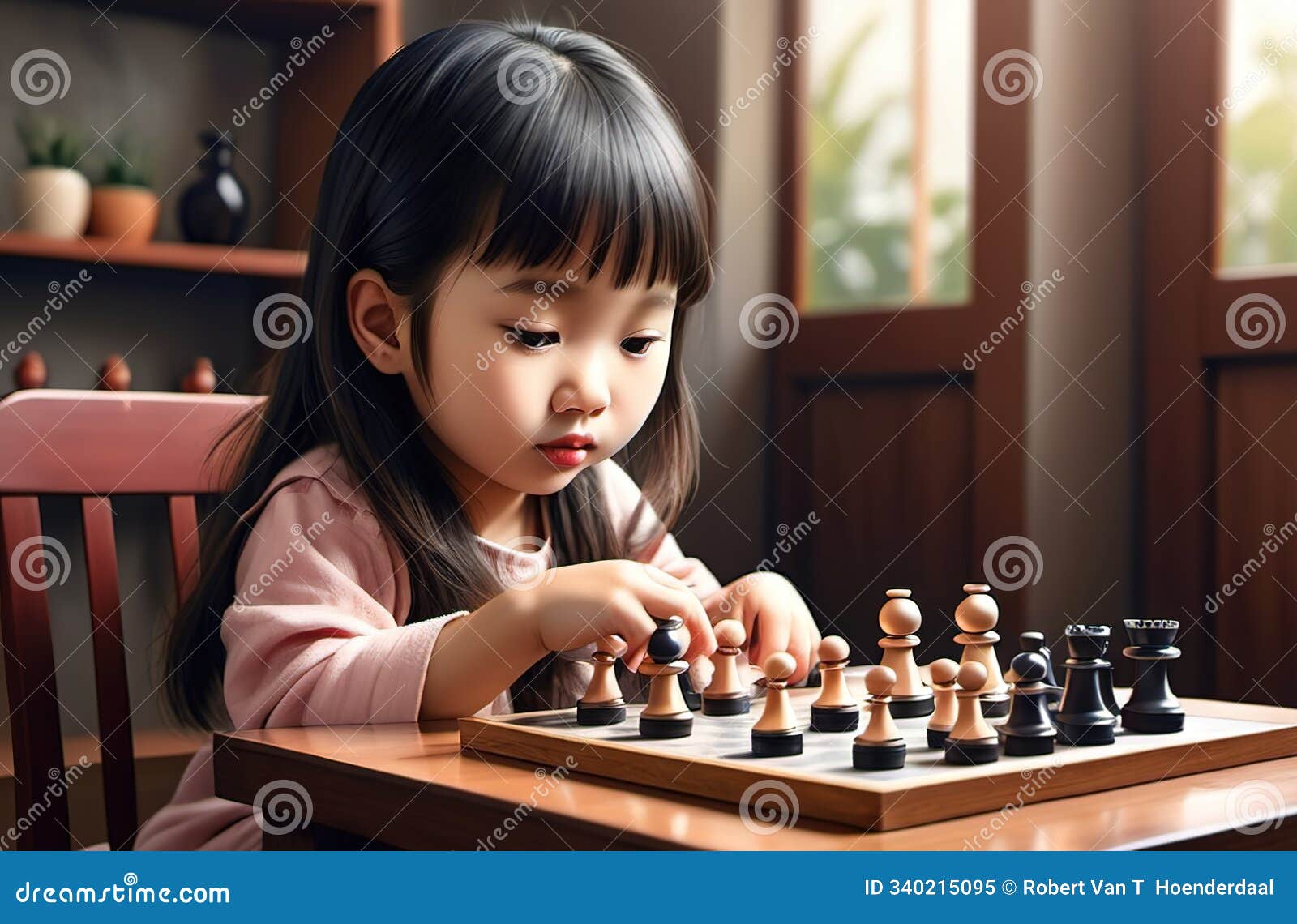 Asian Girl Playing Chess at 11-10-2024 Editorial Image - Illustration ...