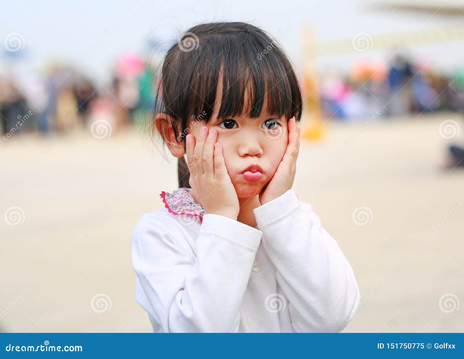 Asian Girl Pose Touching Cheek and Looking Stock Image - Image of cheek ...