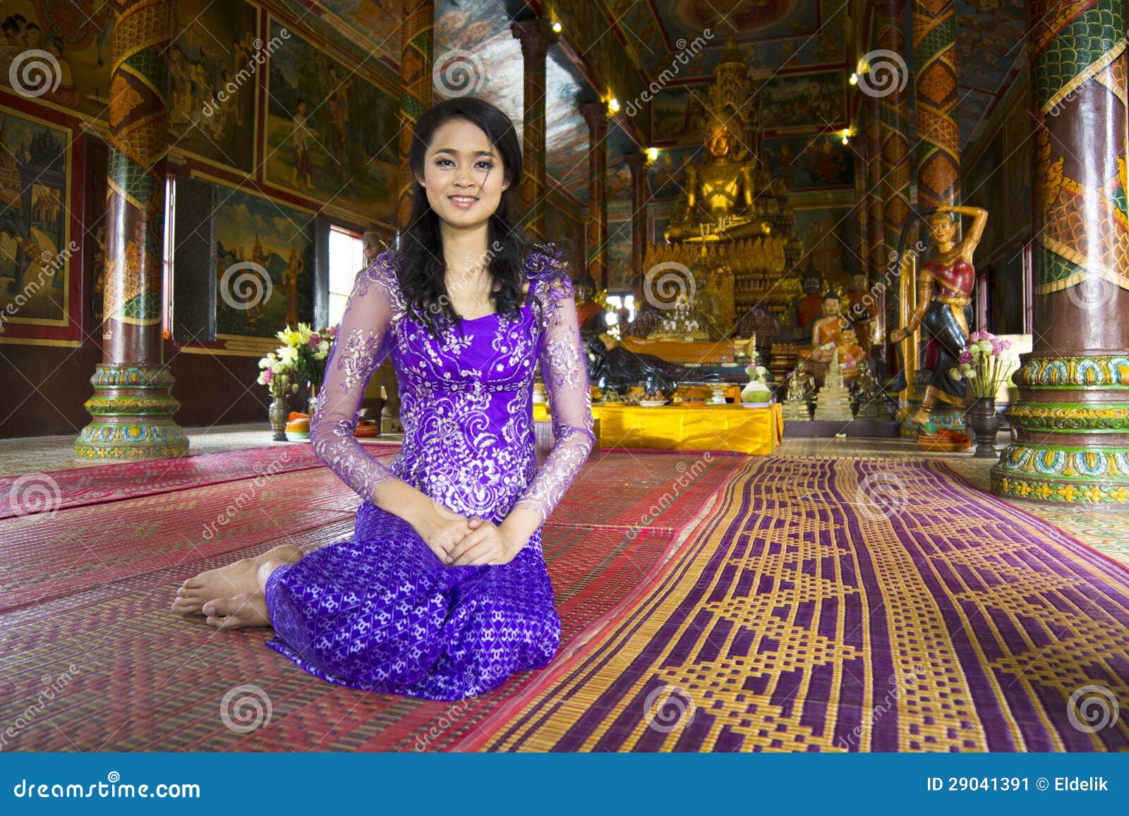 Asian Girl Praying in Temple Stock Image - Image of meditation, person ...