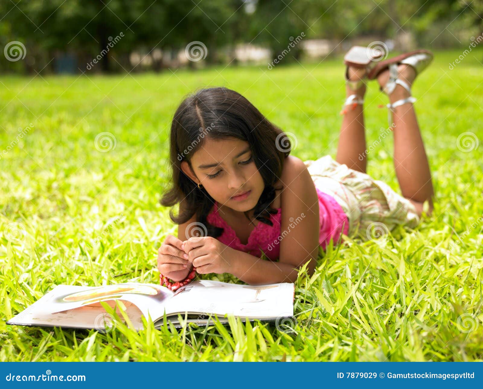 Asian Girl Reading a Book in the Park Stock Image - Image of garden ...