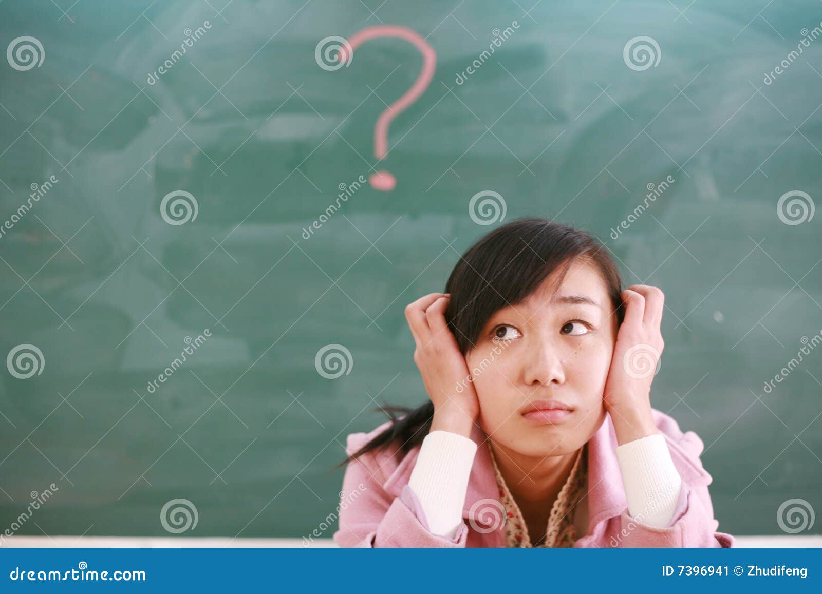 Asian Girl with a Red Question Mark Stock Image - Image of concept ...