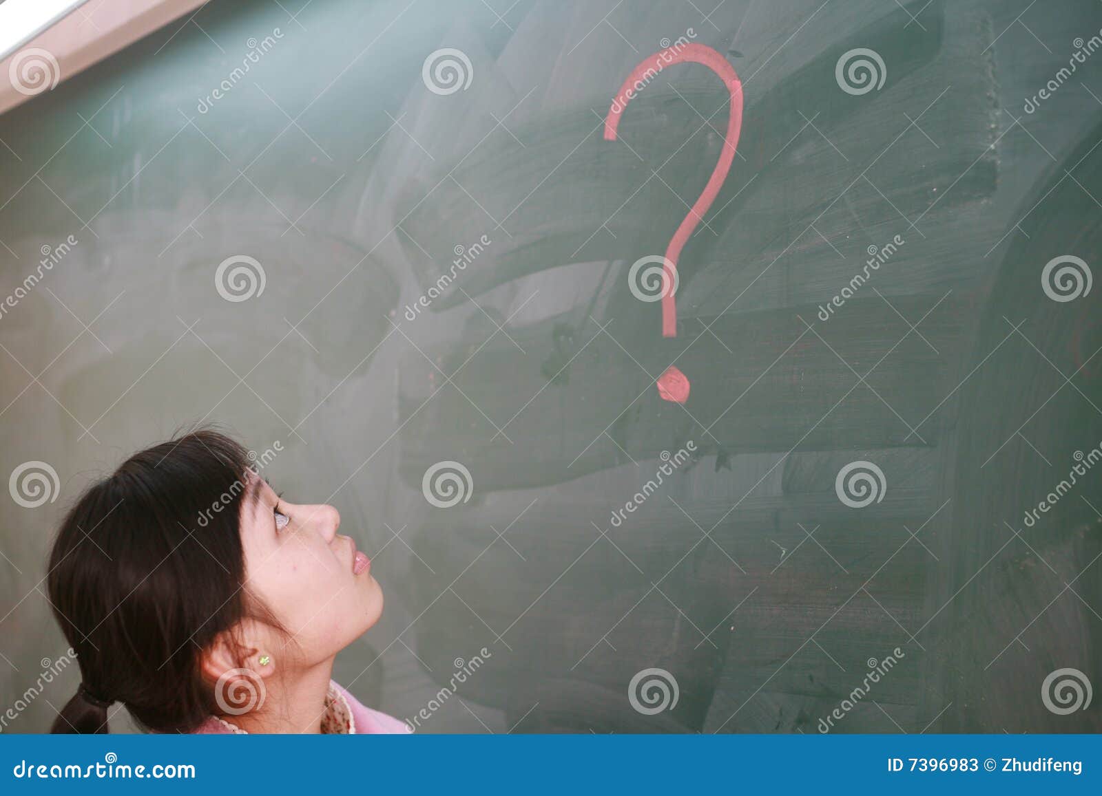 Asian Girl with a Red Question Mark Stock Image - Image of education ...