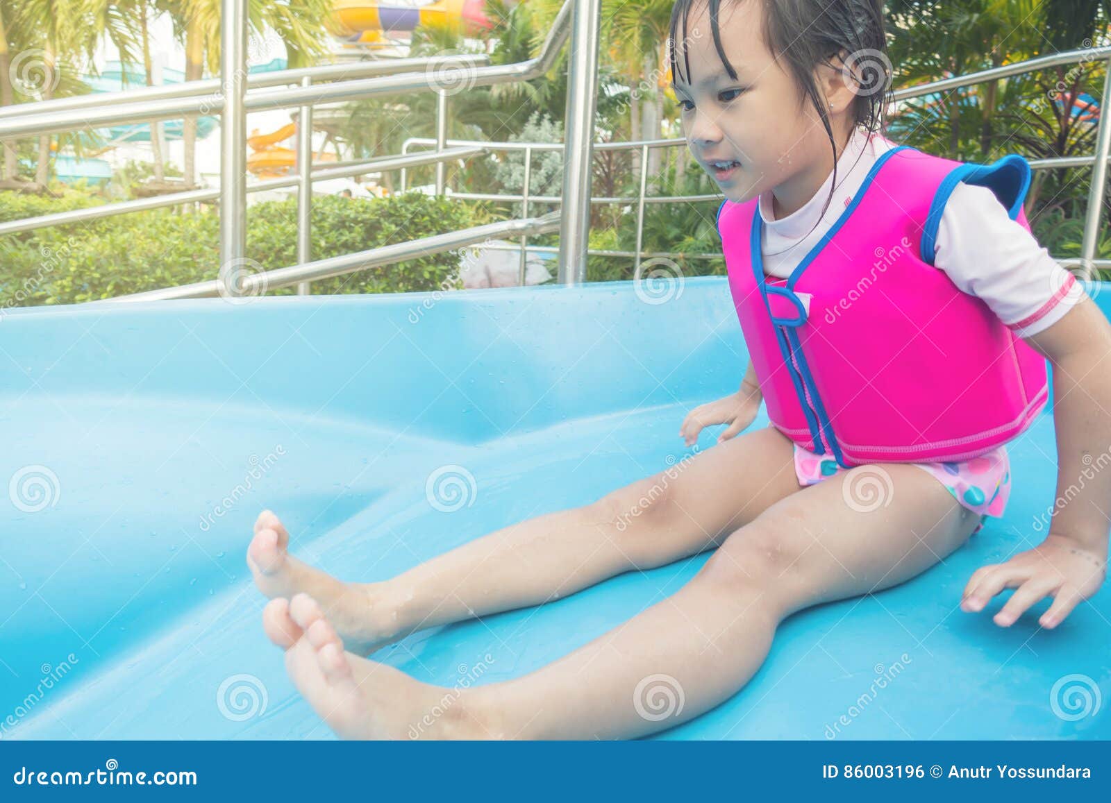 Asian Girl is Scared Water Slide Stock Photo - Image of summer, ride ...