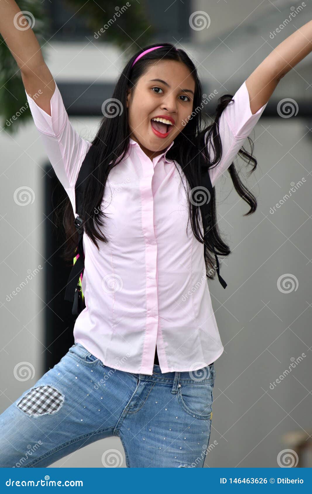 Asian Girl Student Having Fun Stock Photo - Image of female, college ...