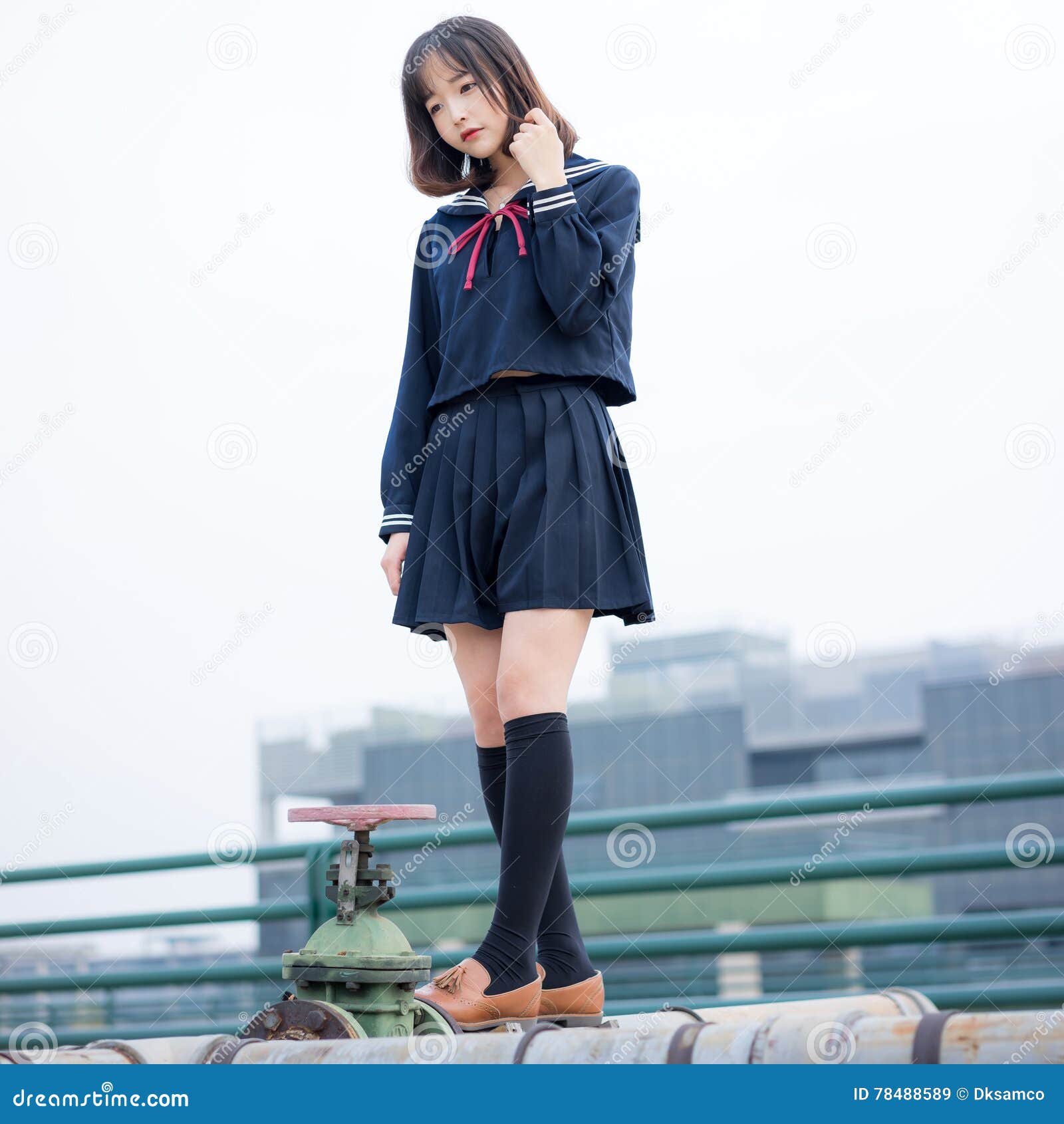 Asian Girl Student in School Uniform Learning in the Classroom Stock ...