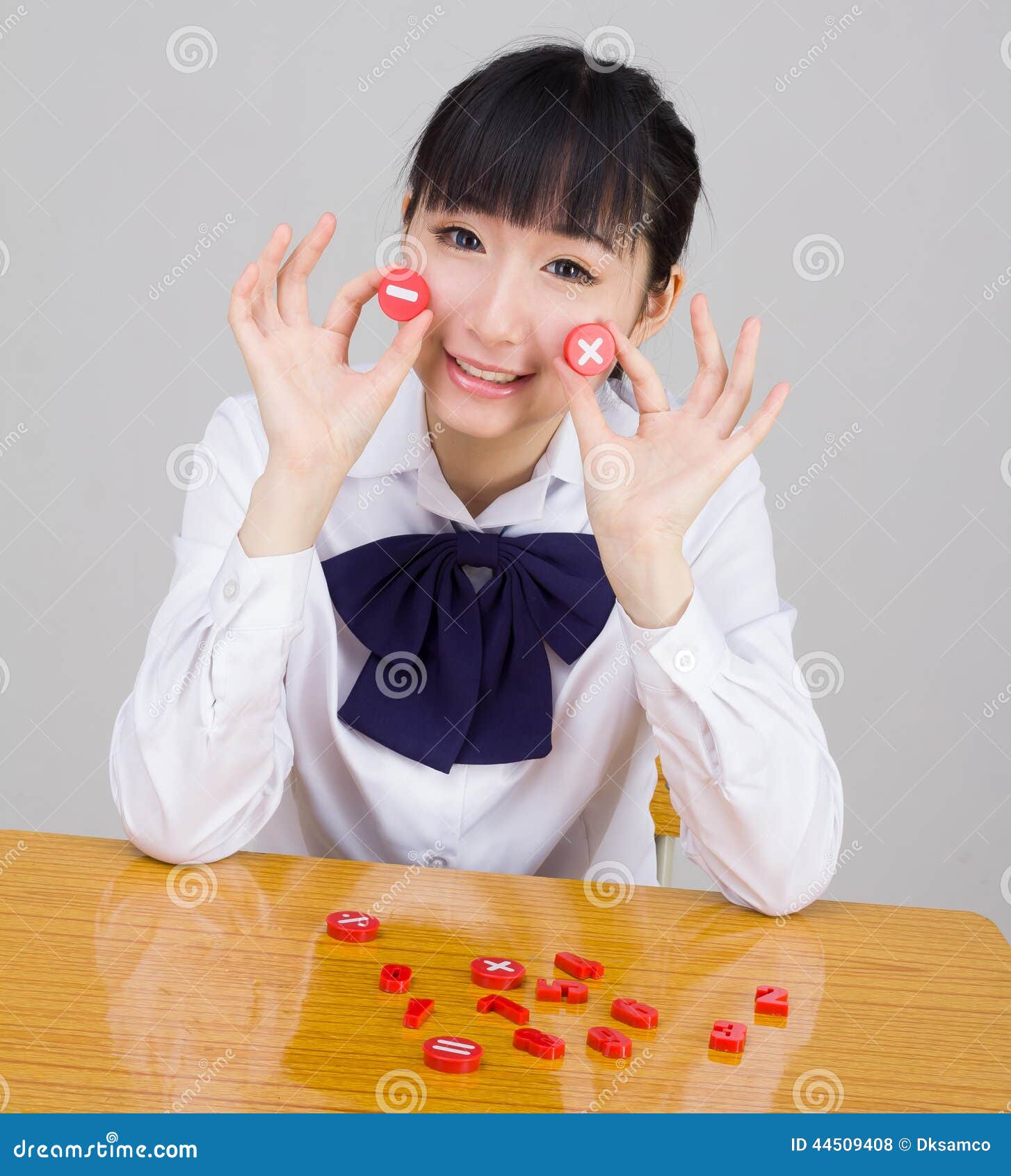 Asian Girl Student in School Uniform Math Stock Photo - Image of ...