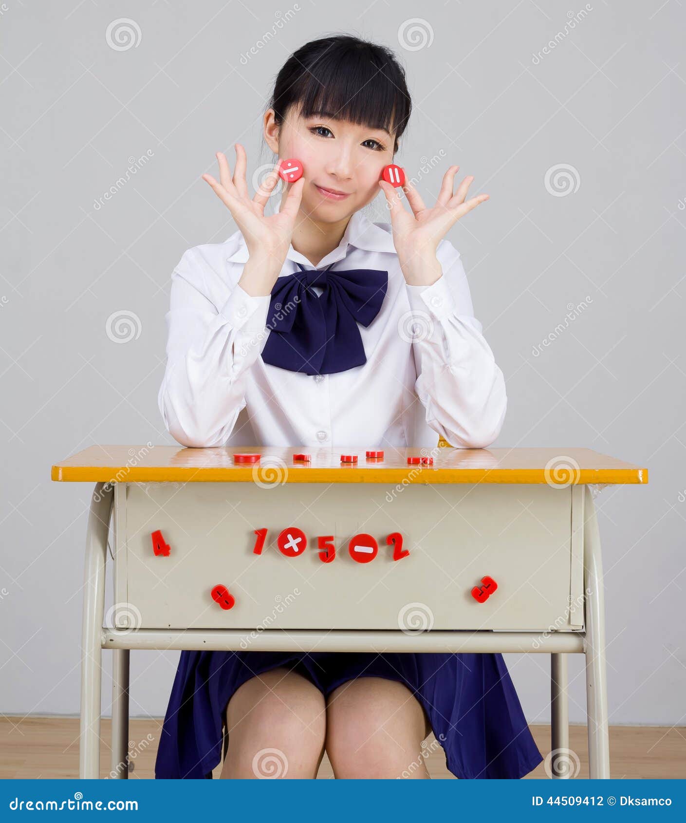 Asian Girl Student in School Uniform Math Stock Photo - Image of ...