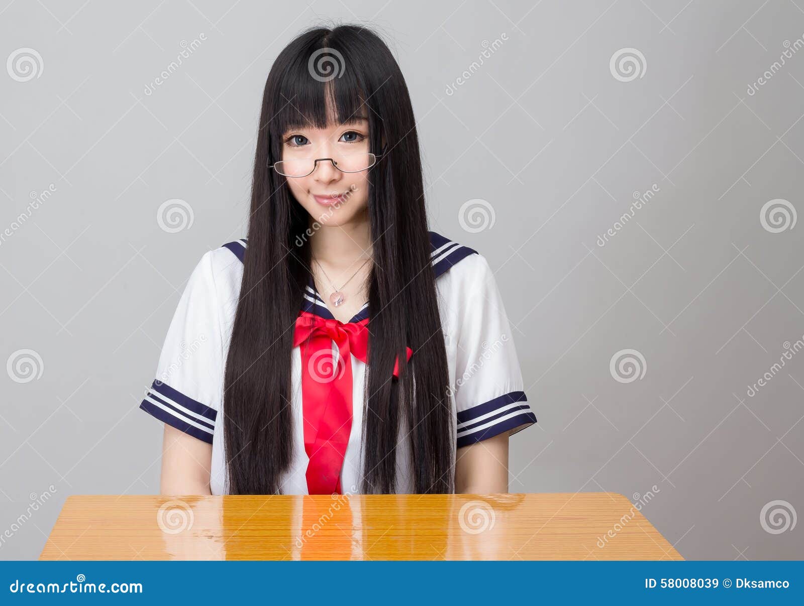 Asian Girl Student in School Uniform Math Stock Image - Image of desk ...