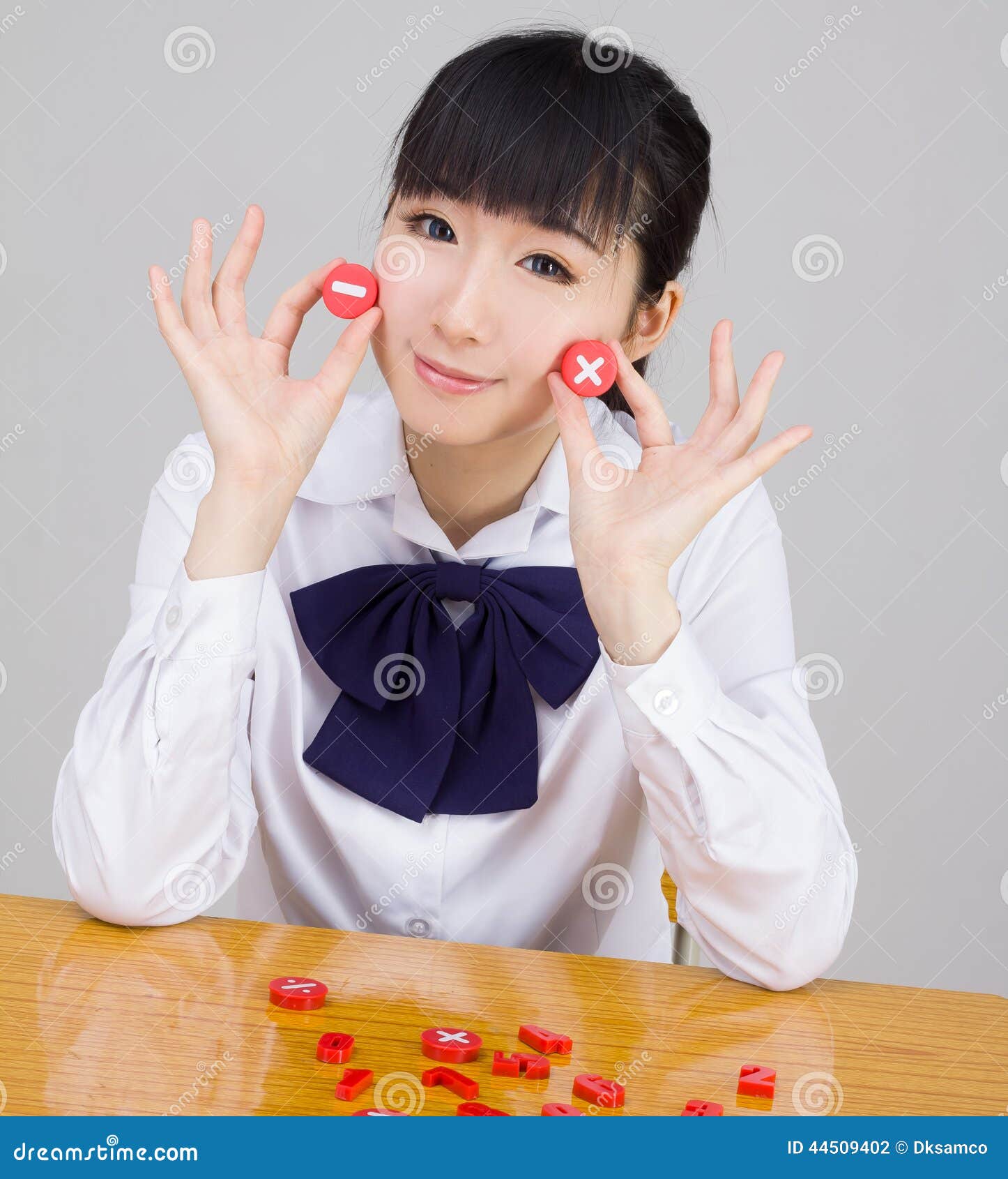 Asian Girl Student in School Uniform Math Stock Photo - Image of ...