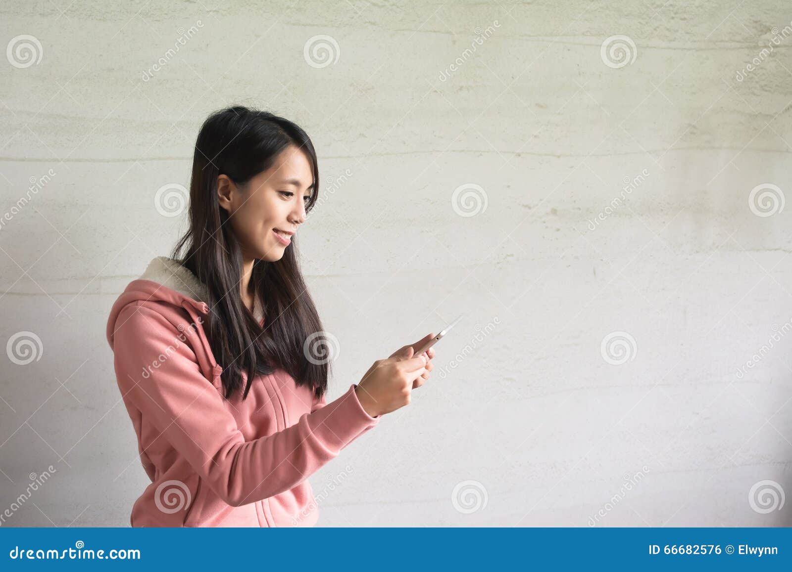 Asian girl use pad at home stock photo. Image of inside - 66682576