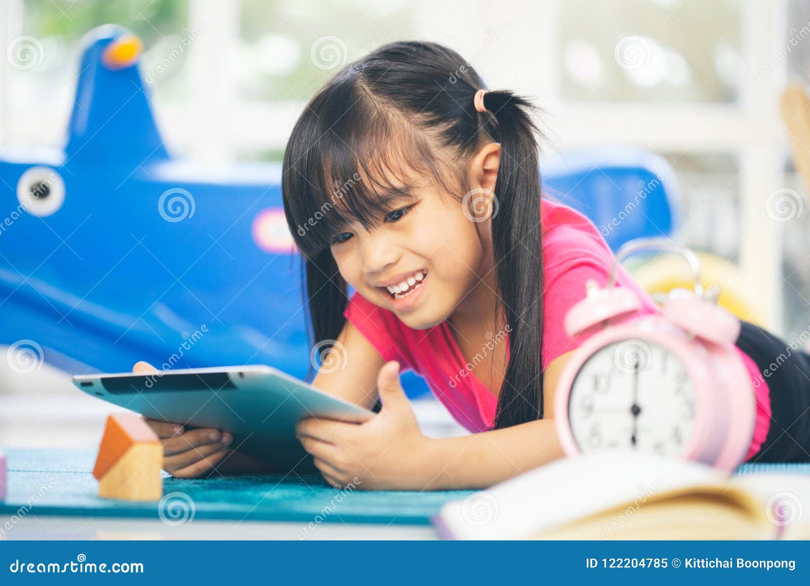 Asian Girl Using Tablet , Early Education and Learning Stock Image ...