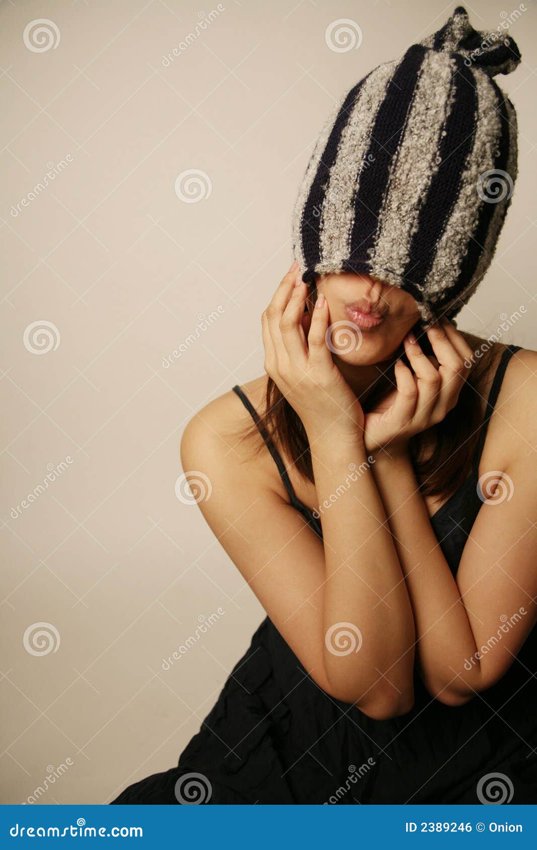 Asian girl wearing cap stock photo. Image of girl, sightless - 2389246