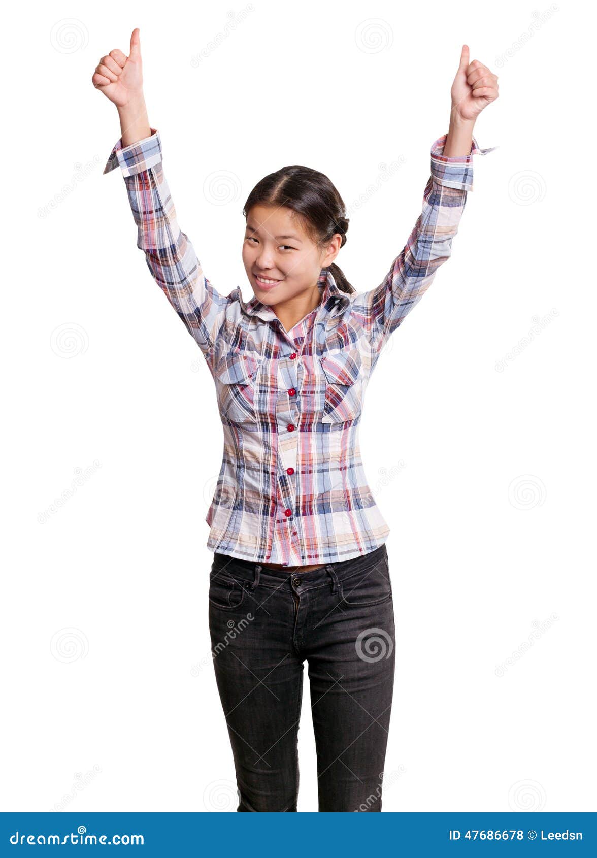 Asian Girl with Well Done stock photo. Image of news - 47686678