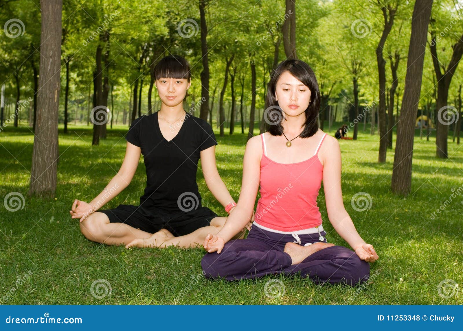 Asian girls doing yoga stock photo. Image of sport, relaxed - 11253348