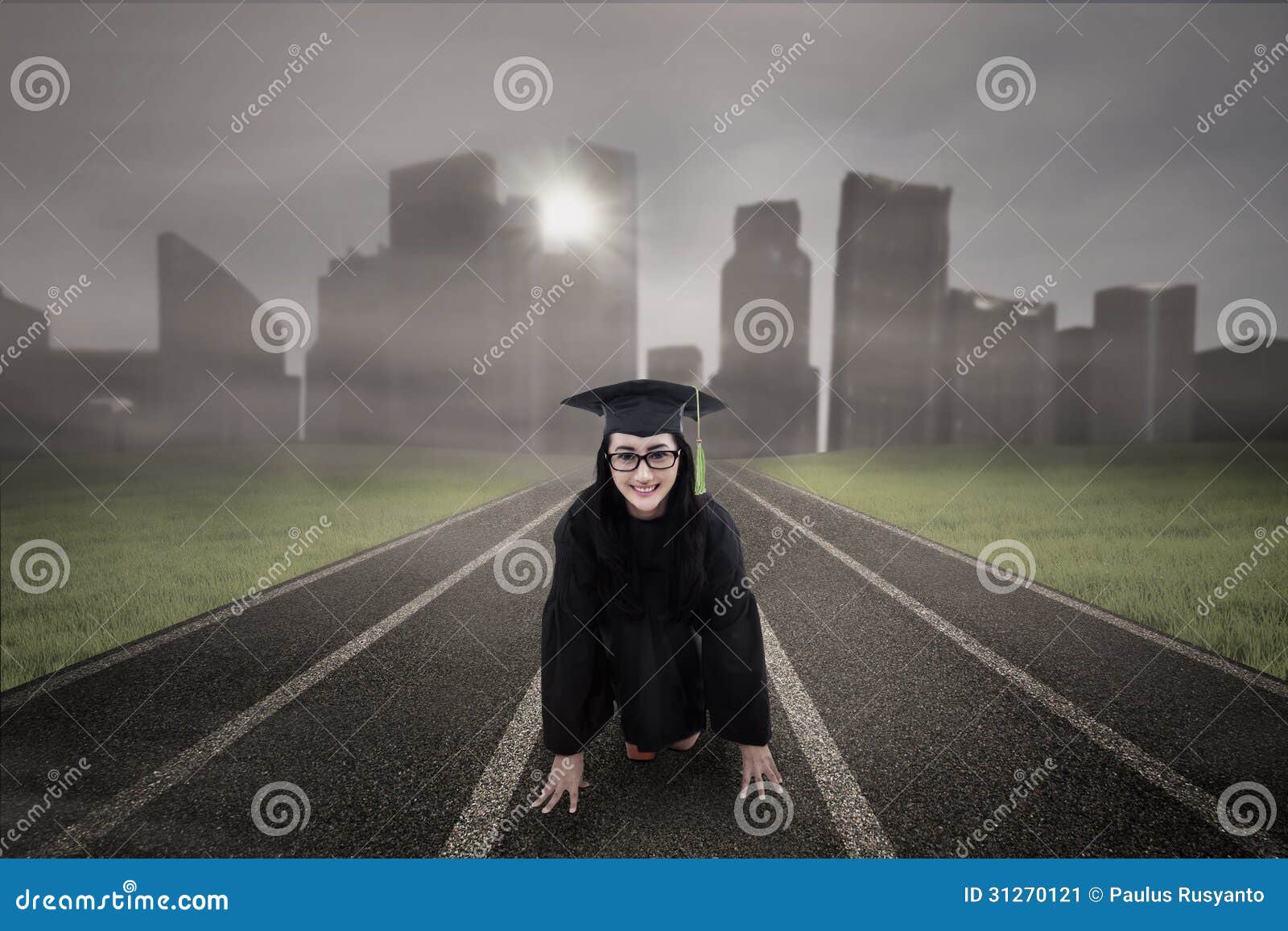 Asian Graduate on Racing Track Stock Image - Image of graduation ...