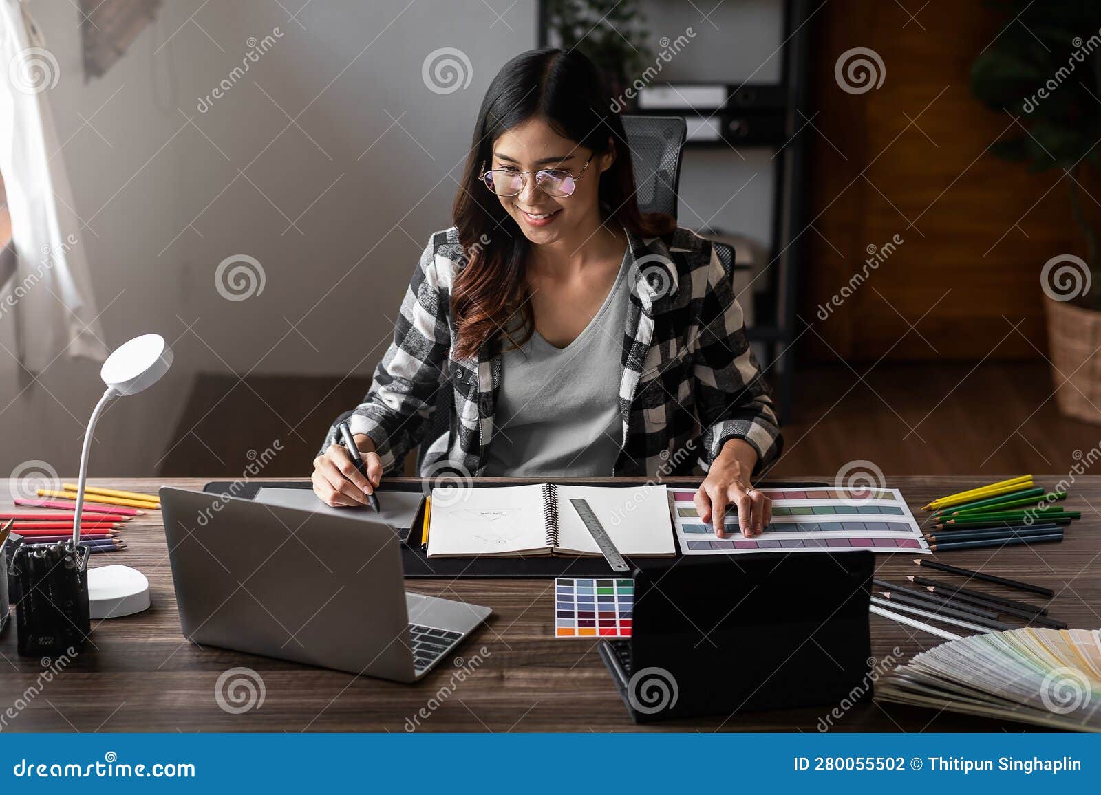 Asian Graphic Designer Working with Creativity Editor Ideas Designer ...