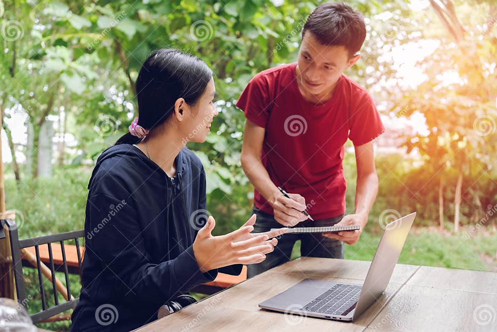 Asian Group Developer Programming Hand Pointing Display Coding ...