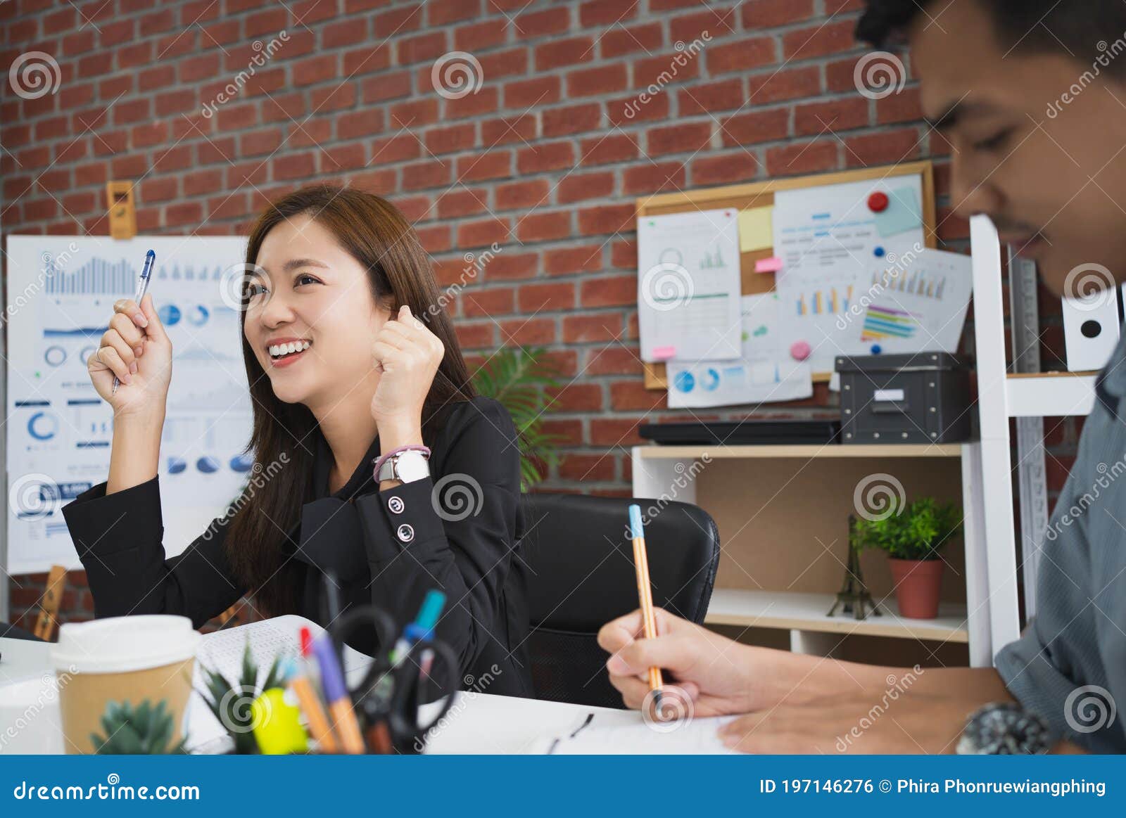 Asian Group is Reviewing Lessons in the Library at the University Stock ...