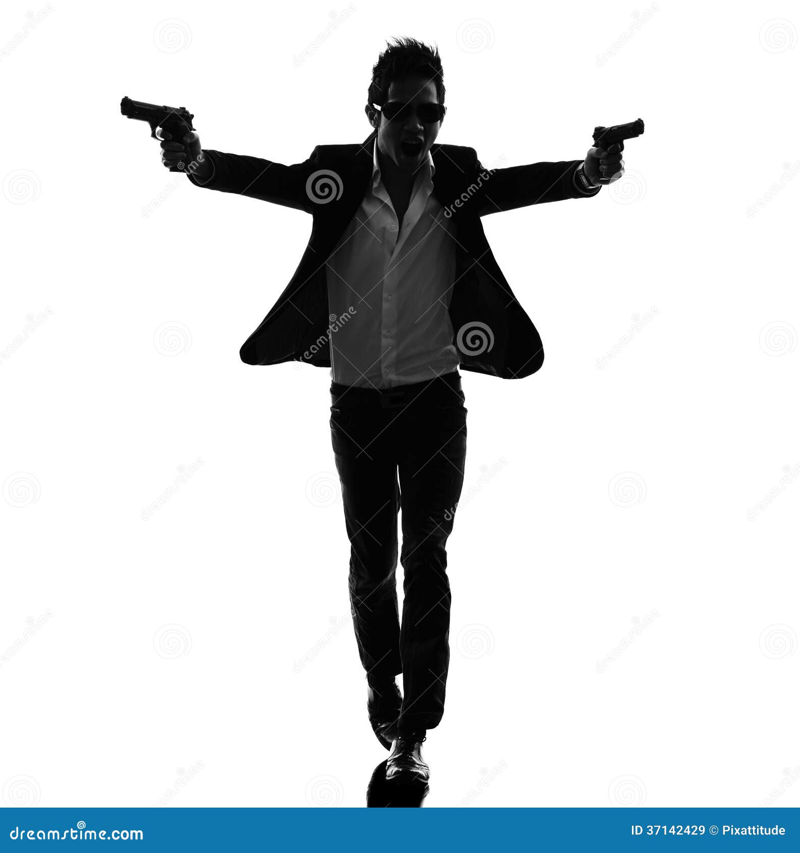 Asian Gunman Killer Silhouette Royalty-Free Stock Photo | CartoonDealer ...