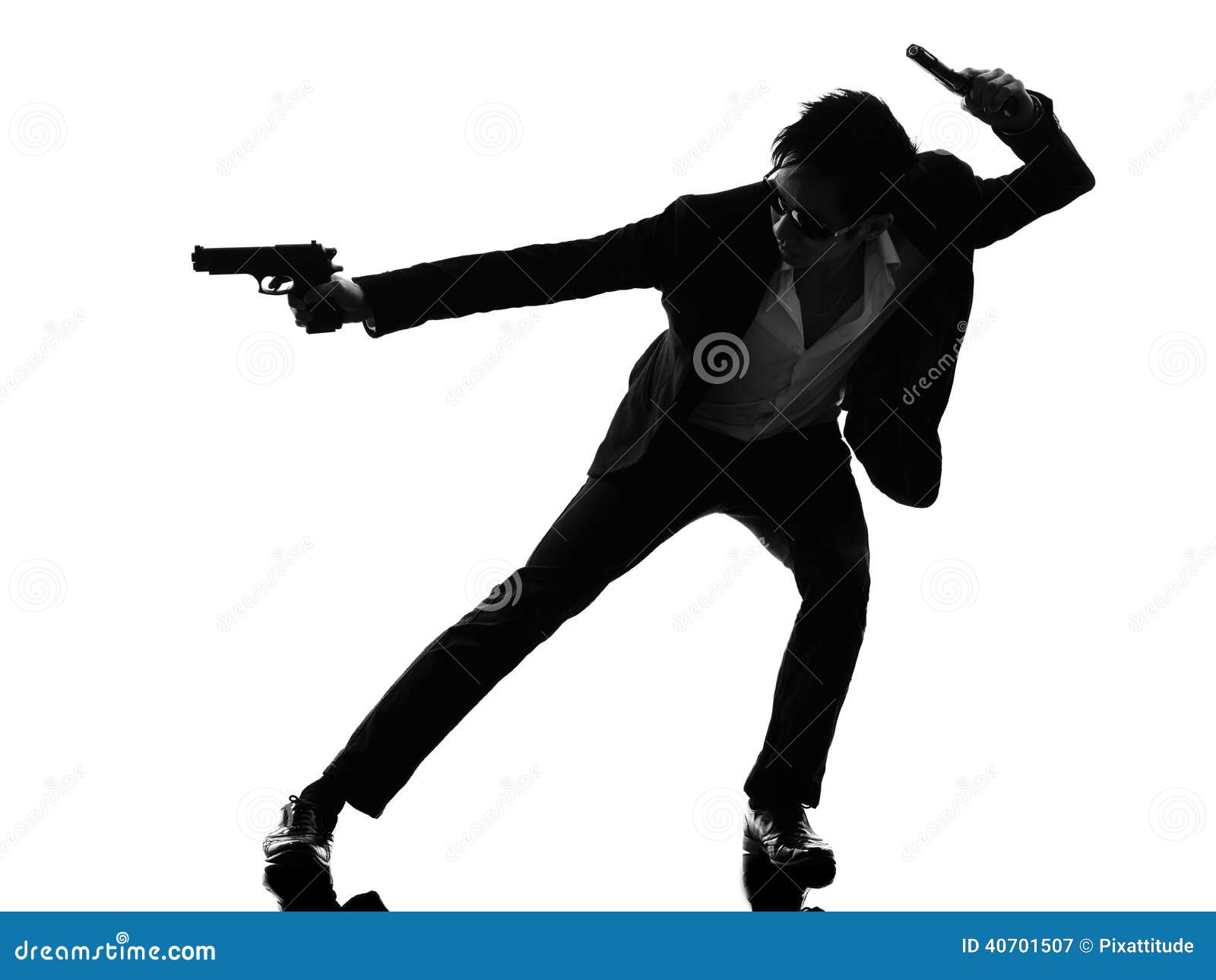 Asian Gunman Killer Standing Silhouette Royalty-Free Stock Photography ...