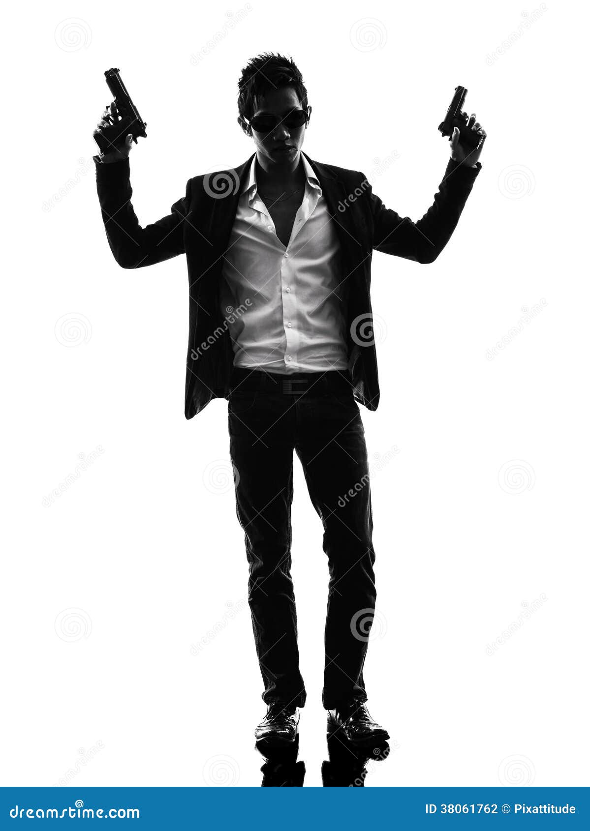 Asian Gunman Killer Silhouette Royalty-Free Stock Photo | CartoonDealer ...