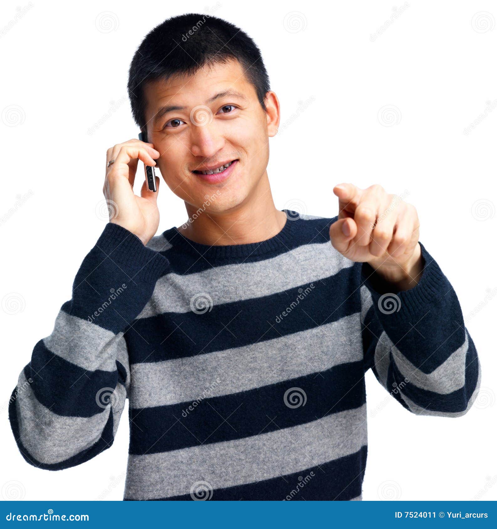 Asian Guy Calling and Pointing at You Stock Image - Image of life ...