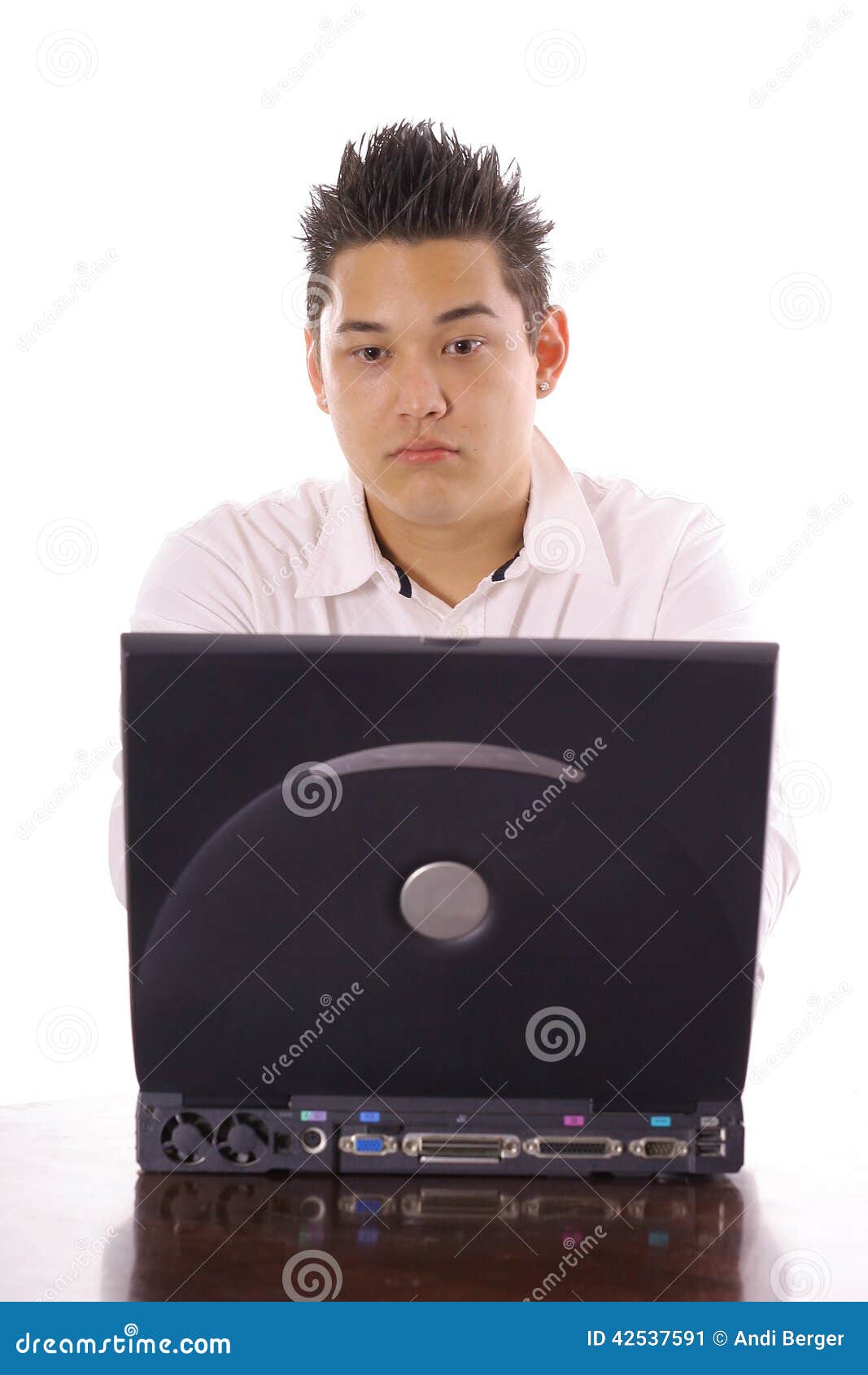 Asian guy sending an email stock image. Image of browser - 42537591