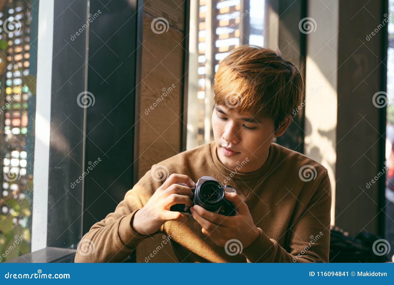 Asian Guy Takes Photo with Camera Stock Image - Image of photographer ...