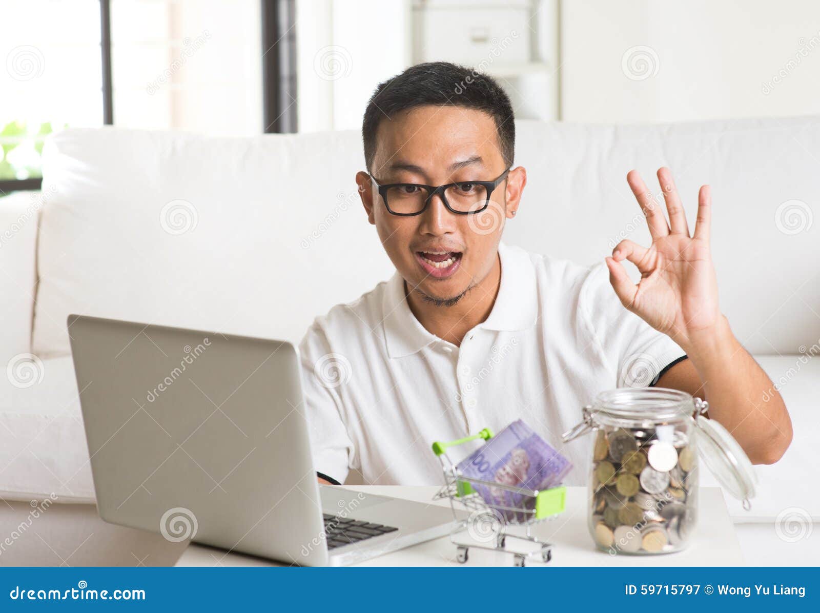 Asian Guy Using Internet Computer Stock Image - Image of loan, invest ...