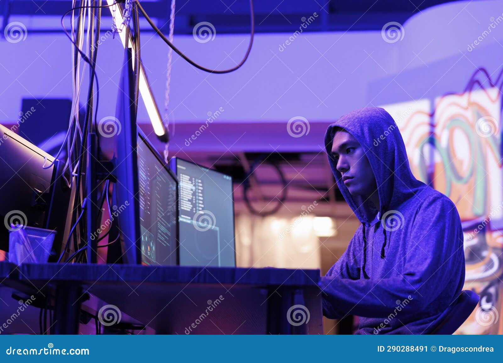 Asian Hacker Cracking Web Password Stock Image Image Of Database