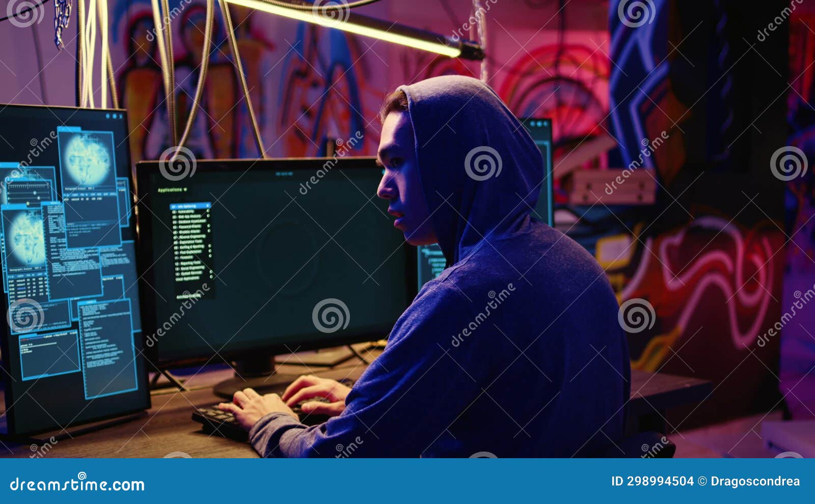 Anxious Hacker Hiding in Bunker Stock Footage - Video of hacking, evade ...